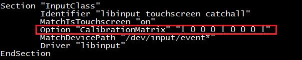 Touch rotation configuration file
