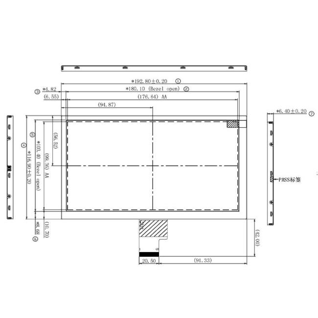 8 inch TFT LCD display module front view