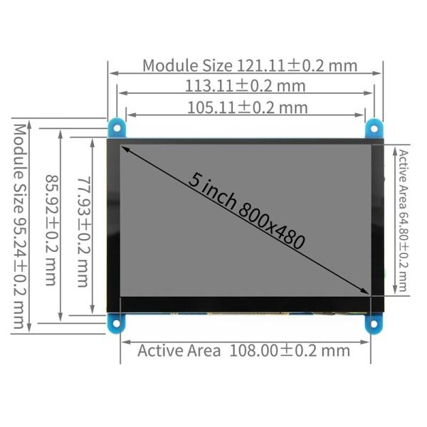 Quality 5 Inch 800x480 HDMI LCD Display CTP IPS TFT LCD Display For Raspberry Pi for sale
