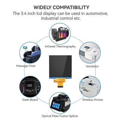 China 3.4 Inch Square LCD Display 480*480 Resolution Optional Touch Screen MIPI for sale