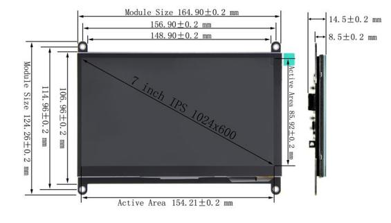 Quality 7 Inch 1024x600 Capacitive Touch Screen With 5 Point Capacitive Touch Screen for sale