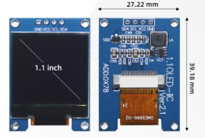 China 1.1 Inch 64x128 OLED Display SH1107G COG I2C Interface 3.3~5V DC for sale
