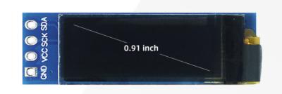 China 0.91 Inch White OLED Passive Matrix Module SSD1306 I2C 3.0V 6 O'clock Viewing for sale