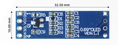 China 0.69 Inch 96x16 Dot Matrix OLED Module SSD1306 COG Design I2C 4-Pin 3.3~5V for sale