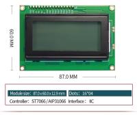 China 16x4 COB Monochrome LCD Module IIC Interface ST7066 87x60mm for sale