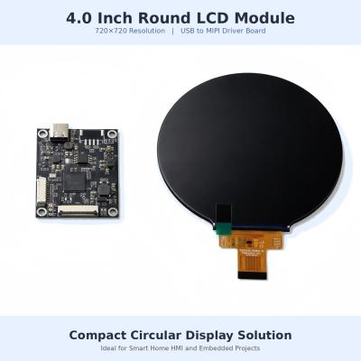China 4.0 Inch Round LCD Module with 720x720 Resolution and USB to MIPI One Cable Solution for Smart Home HMI for sale
