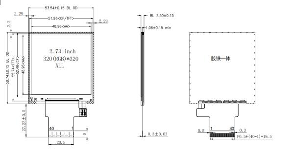 Quality 2.7 Inch IPS Square LCD Display 360*360 Resolution Display RGB Interface Display for sale
