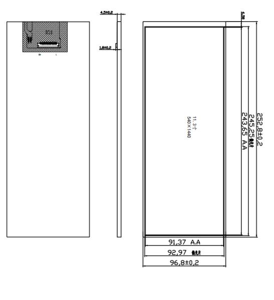 Quality 11.3-inch TFT LCD Display Module 540×1400 MIPI Interface IPS Wide Viewing Angle for sale