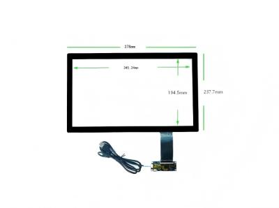 China YT1560C2U‑C1 G+G PCAP Capacitive Touch Panel, 377.9×237.7mm 1.1mm Tempered Black Silk‑Screen Glass With Transparent Hole, USB 2‑Point Touch For Industrial HMI Equipment for sale