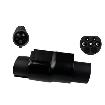 China 32A 250VAC Black Type 1 to Type 2 EV Charging Adapter for J1772 Car Charger Converter 240v Input Voltage for sale