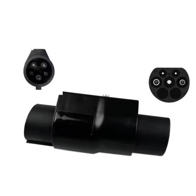 China Black Electric Vehicles Type 2 to Type 1 EV Charging Adapter with 220V Input Voltage for sale