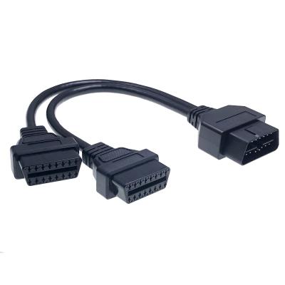 China 12V/24V Voltage AOTAI Assembly 50CM OBD Male to 2 Female Splitter Y 16 Pins OBD II Extension Cable Adapter for sale