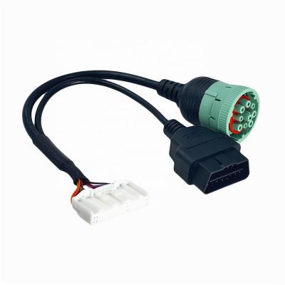 China 2x20PIN Tesla 40P Connector to Green J1939 Compatible for 9PIN Truck Adapter and OBD2 16PIN Connector Cable Material Custom for sale