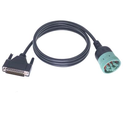 China 1983-1991 Year Custom OEM DB25 Male to Type 2 Green Deutsch 9PIN J1939 Male Diagnostic Cable for J1939 Heavy Duty Trucks for sale
