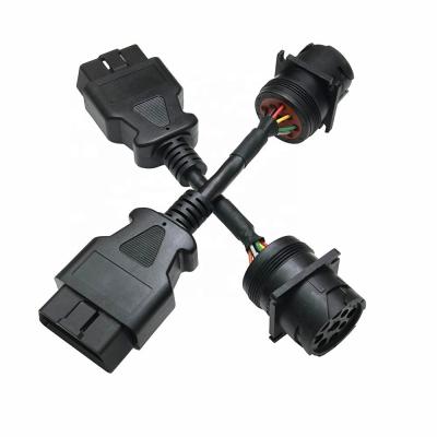 China J1939 Cable 9 Pin to 16 Pin OBD2 Truck Diagnostic Scanner Cable Adapter for Cummins Diesel Engine 6C Series 8.3L for sale