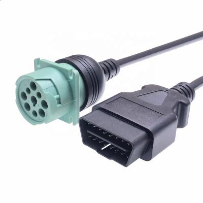 China J1939 Cable 9 Pin to 16 Pin OBD2 Truck Diagnostic Scanner Cable Adapter for Cummins Diesel Engine 6C Series 8.3L for sale
