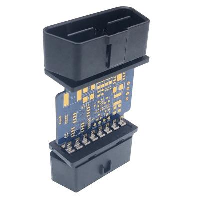 China 16 Pin OBDII Male Connector Drawing and Right Angle Pins with Functionality for sale