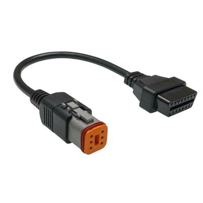 China VOLVO Car Fitment  6Pin To 16Pin OBDII Extension Cable For 12V/24V Motorcycle for sale