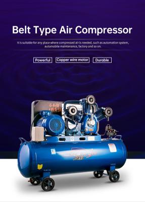 China 2HP 100L Mobile 2 Cylinder Belt Driven Air Compressor with Wheels Gas Type Air 0.7CBM Mobile for sale