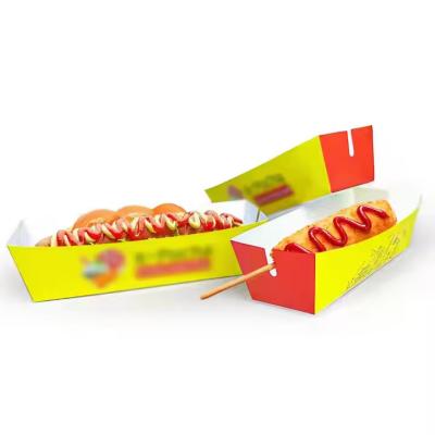 China Custom Printed Logo Hot Dog Box Sandwich Bag Kraft Paper Fast Food Verpakking for sale