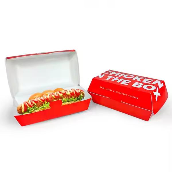 Quality Custom Printed Logo Hot Dog Boxes Sandwich Bags Kraft Paper Fast Food Packaging for sale