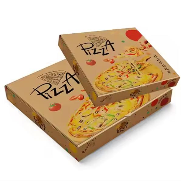 Quality Customized Color Biodegradable Kraft Paper Pizza Boxes with Logo Disposable Fast for sale