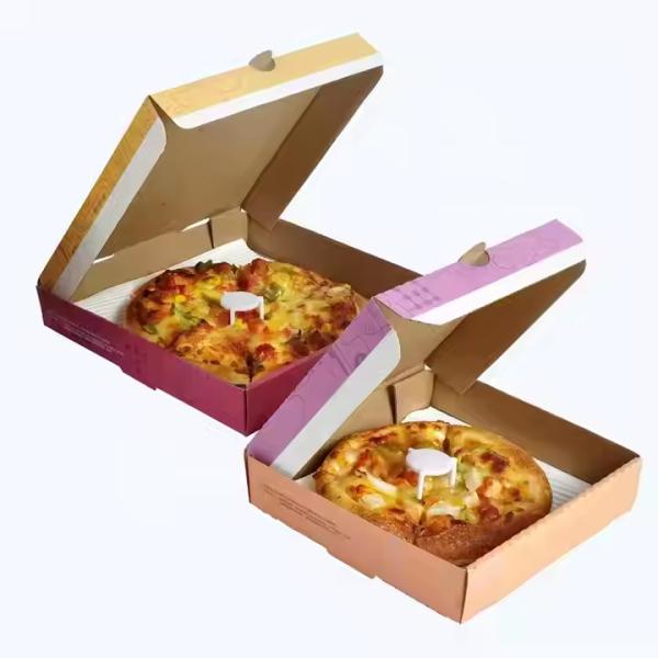 Quality Customized Color Biodegradable Kraft Paper Pizza Boxes with Logo Disposable Fast for sale