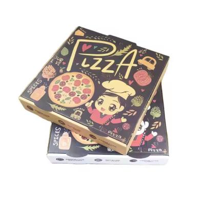 China Custom Size Biodegradable Corrugated Cardboard Fast Food Pizza Boxes with Logo Printing Recyclable and Hot Stamping for sale