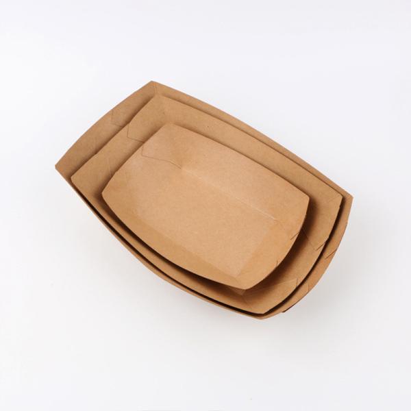 Quality Fast Food French Fry Containers Kraft Paper Boat Serving To Go Containers for sale