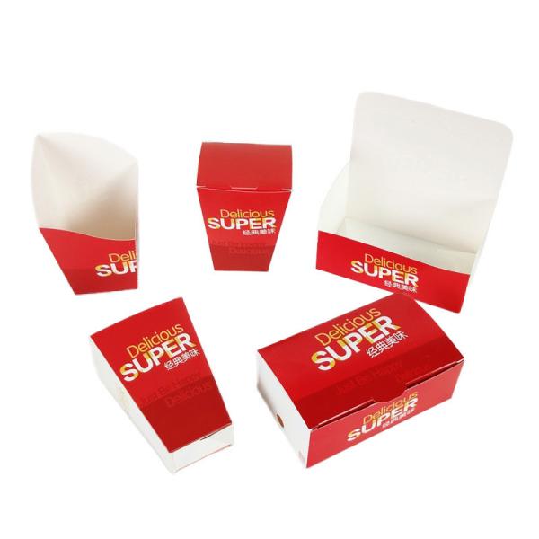 Quality Paperboard Food Package French Fries Boxes Takeaway Disposable Containers for sale