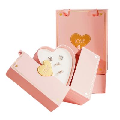 China Juwelen Ring Halsketting Roze cadeautjes Festival cadeau dozen Verpakking Dubbel hart Gepersonaliseerd for sale