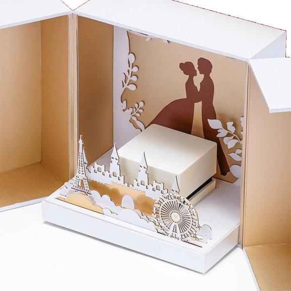 Quality Embossed Wedding Festival Gift Boxes Cardboard Keepsake Box For Bridesmaid Ring for sale