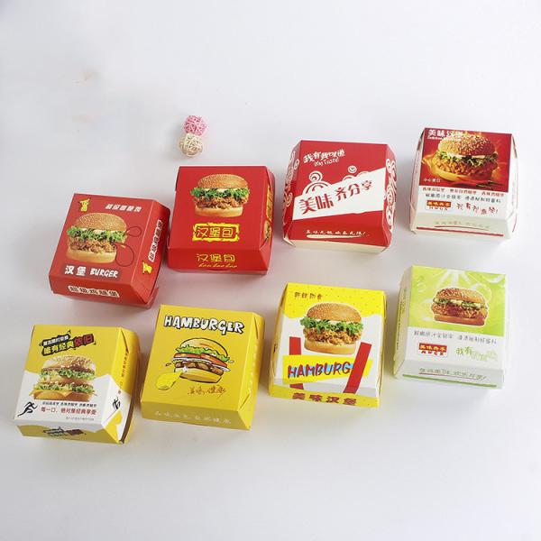 Quality Recycled Materials Customized White Cardboard Logo Burger Box with VANISHING for sale