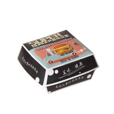 China Paperboard Disposable Eco-Friendly Fast Food Burger Box with Matt Lamination Customized White Cardboard Packaging Box for sale