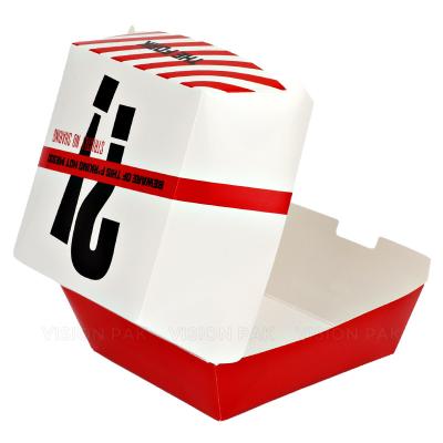 China Customized biodegradable cardboard food packaging burger box for sale