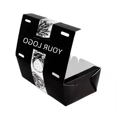 China Stamping and Plastics Liner Burger Box with Printed Logo Fast Food Packaging Paper Fried Chicken Boxes for sale