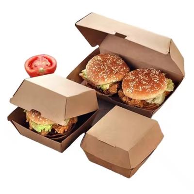 China Eco-Friendly Custom Printed Kraft Clamshell Burger Boxes 7-10 Days Lead Time for Disposable Food Grade Takeaway Packaging for sale