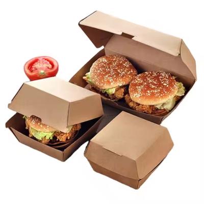 China Custom-Printed FSC-Certified Kraft Burger Box with High-Definition CMYK/Pantone Printing and Leak-Proof PE Coating for sale