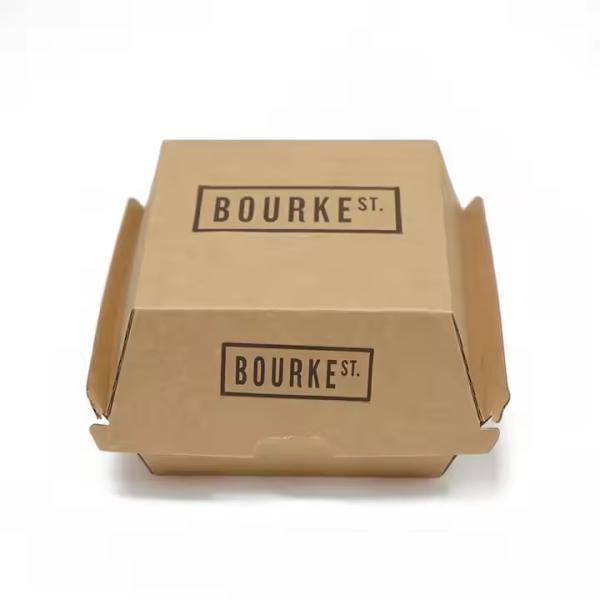 Quality Custom Eco-Friendly Recyclable Kraft Burger Box with Embossing Printing and FDA for sale