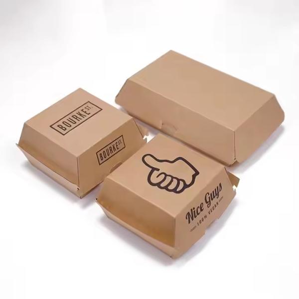 Quality Custom Eco-Friendly Recyclable Kraft Burger Box with Embossing Printing and FDA for sale