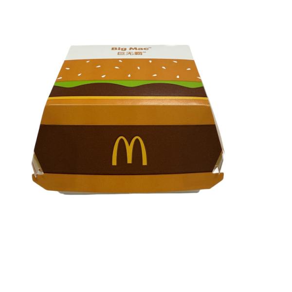 Quality Fast Food Takeaway Eco-Friendly Kraft Burger Box with Customized Design and for sale