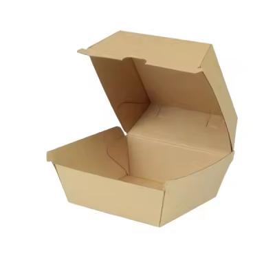 China Kraft Paper Custom Foldable Eco-Friendly Burger Box for Fast Food Takeaway Packaging for sale