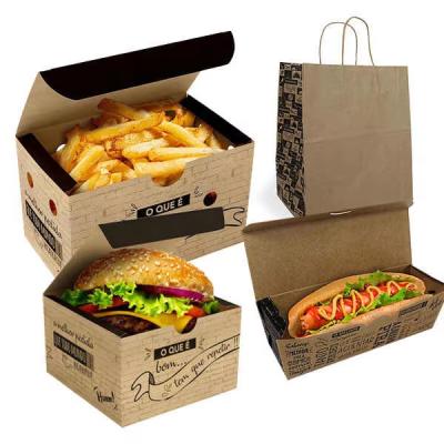 China Customized Biodegradable Fast Food Burger Box  Oil Resistant Takeaway Paper Packaging for sale