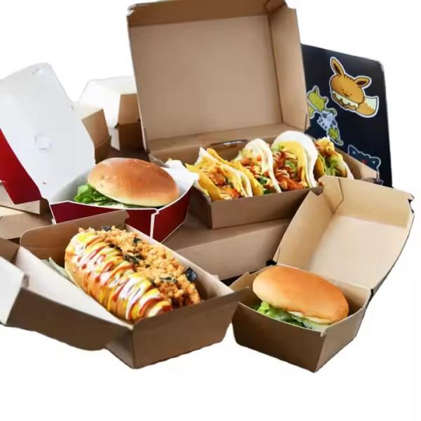 Quality Customized Food Grade Cardboard Burger Box Recyclable Fast Food Restaurant for sale