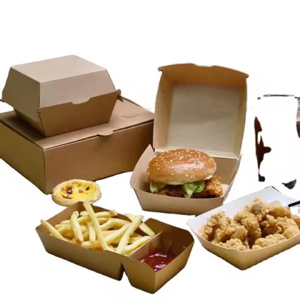 Quality Customized Food Grade Cardboard Burger Box Recyclable Fast Food Restaurant for sale