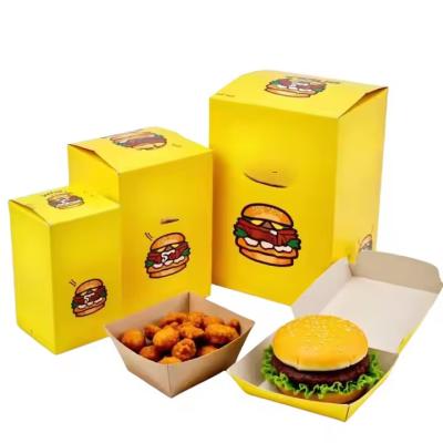 China Custom Printed Disposable Fast Food Takeaway Boxes for Food Catering Burger Fry Chicken Nugget Packaging Kraft Paper for sale