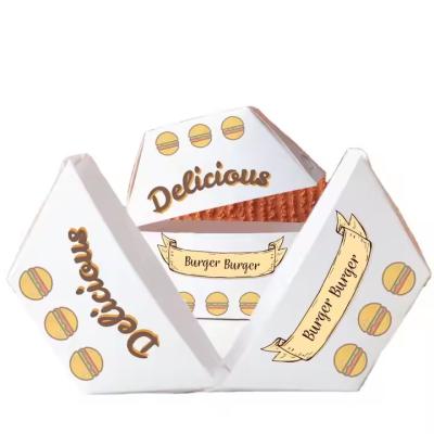 China Custom Unique Biodegradable Burger Boxes Fast Food Takeaway Packaging for Burgers Sandwiches Rigid Boxes for sale