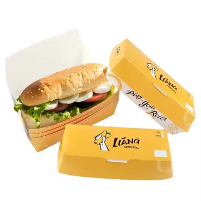 China Contenitori per hot dog e hamburger in cartone di qualità alimentare con logo personalizzato for sale
