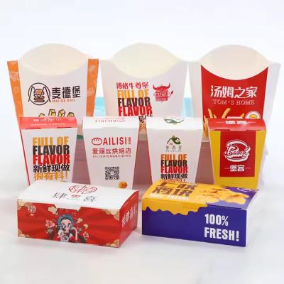 China Custom Logo Printed Disposable Fast Food Containers for Snacks French Fries Fried Chicken Hamburger Boxes for sale