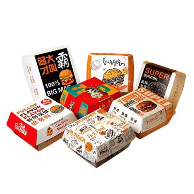 China Wholesale Custom Printed Biodegradable Fast Food Grade Paper Burger Boxes: Ideal Disposable Packaging Solution for sale